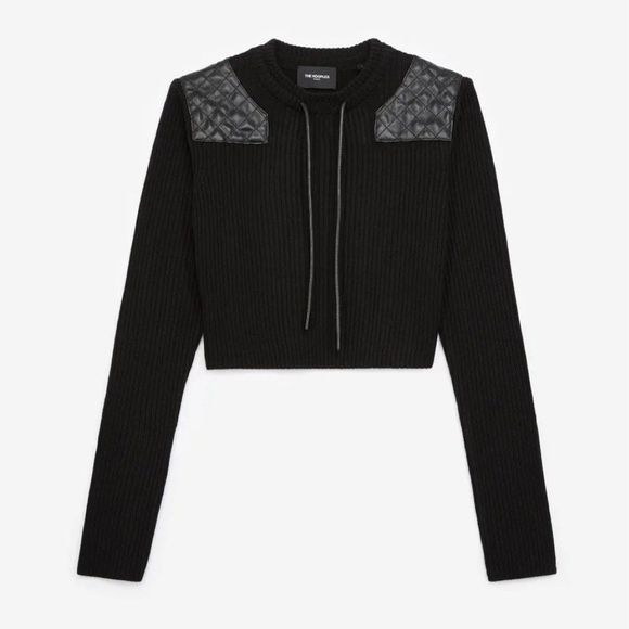 The Kooples | Sweaters | The Kooples Croppedblack Sweater With Shoulder ...